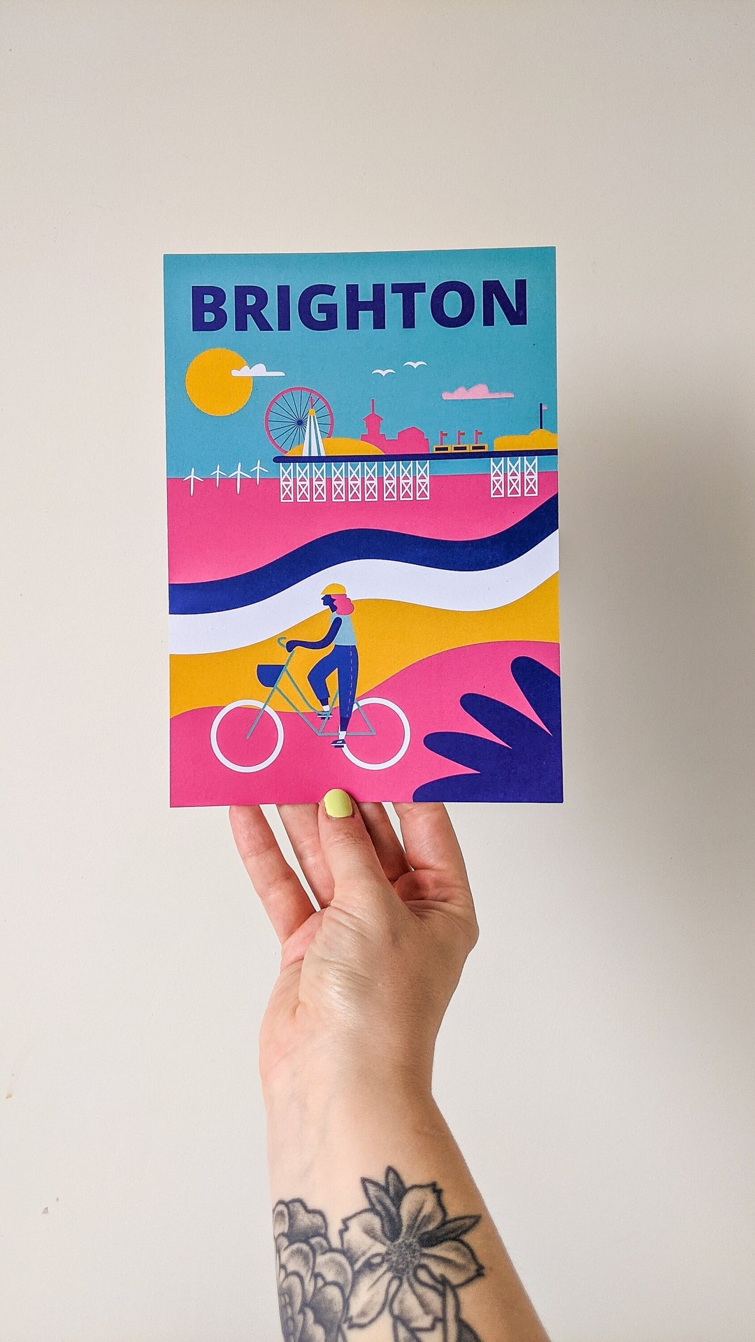 Brighton Pier Print Brighton and Hove Geschenk Brighton Girl Print Bike ...