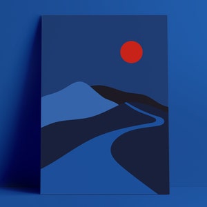Minimalist Mountain Print Lake District Art Print Cat Bells Fine Art ...