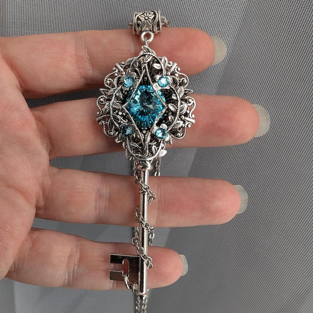 Sterling Silver Turquoise Elven Floral Fantasy Key Necklace Made With ...
