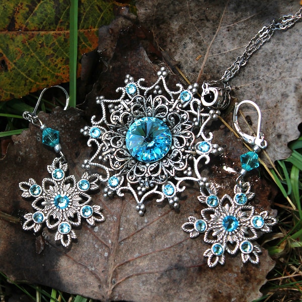 Snowflake Necklace and Earrings - Etsy