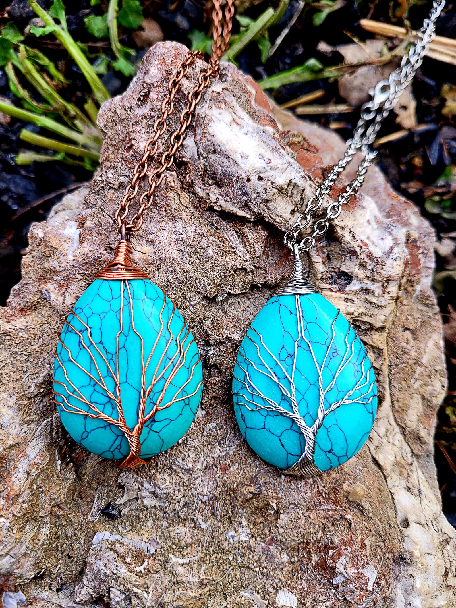 Large Natural Turquoise Tree of Life Wire Wrapped Healing - Etsy