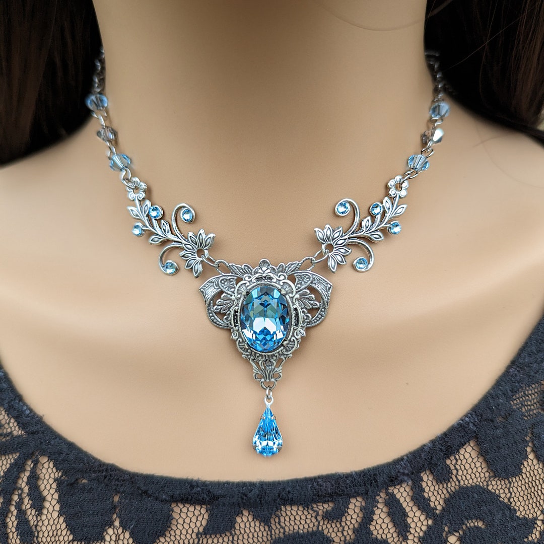 Gorgeous Aquamarine Sterling Silver Vintage Necklace and Optional ...