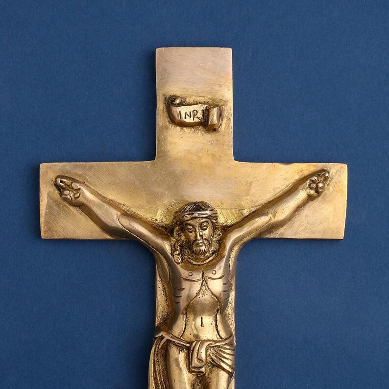 Vintage Brass Jesus Christ Crucifix Wall Hanging, Religious Decor - Etsy