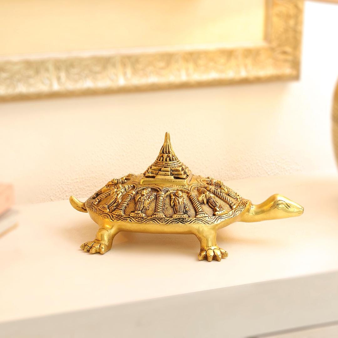 Brass Dashavatara Shree Yantra Tortoise Statue, Vastu Feng Shui Turtle ...