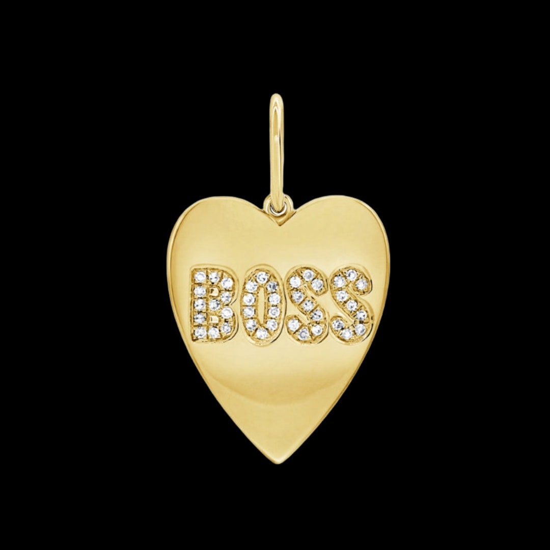 925 Silver Gold Beautiful Heart BOSS Diamond Charm, Designer Heart BOSS ...