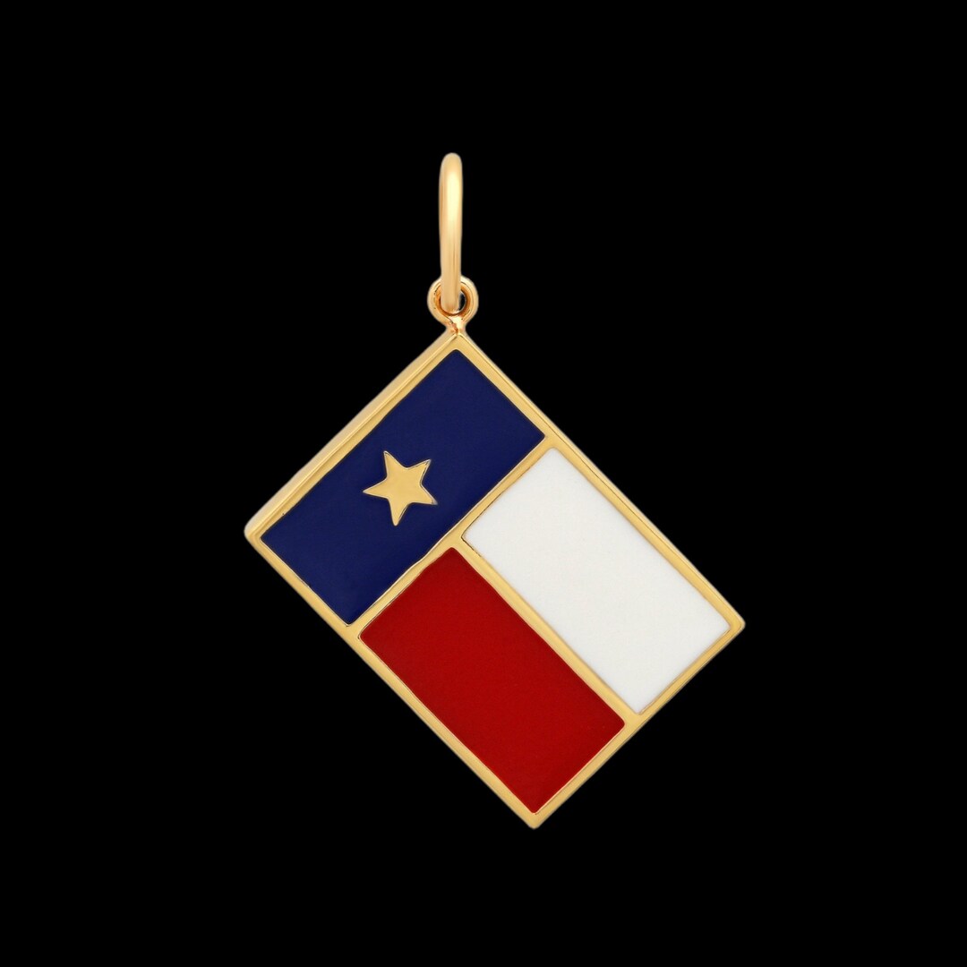 925 Silver Gold Texas Flag Enamel Pendant, Designer TEXAS Silver ...