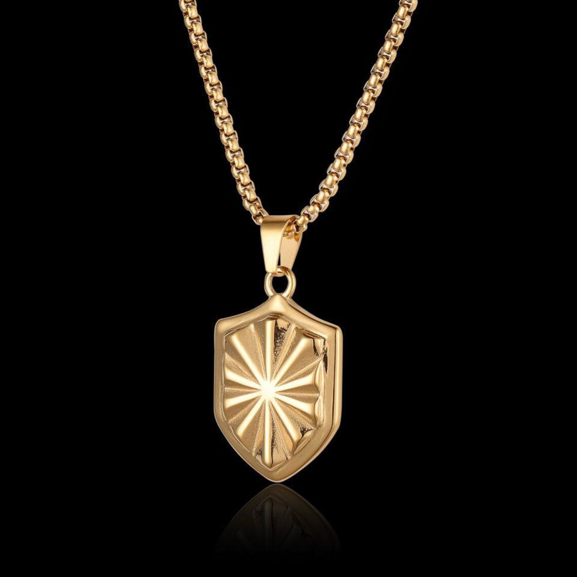 925 Silver Gold Shield Necklace. Sterling Silver Shield Charm Pendants ...