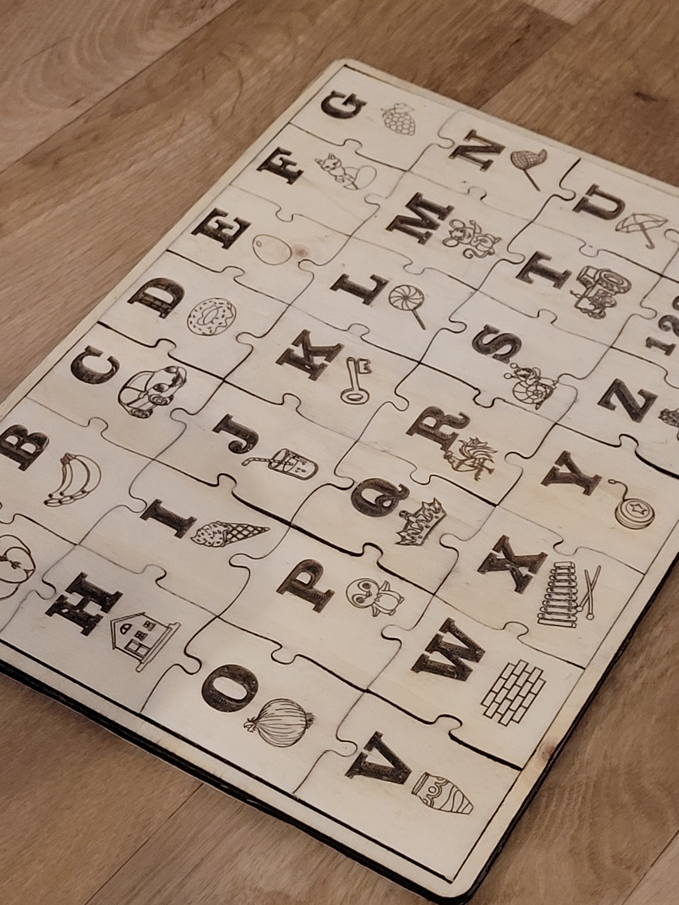 Wooden Alphabet Puzzle, Laser Cut, SVG, Lightburn, Vector File - Etsy ...