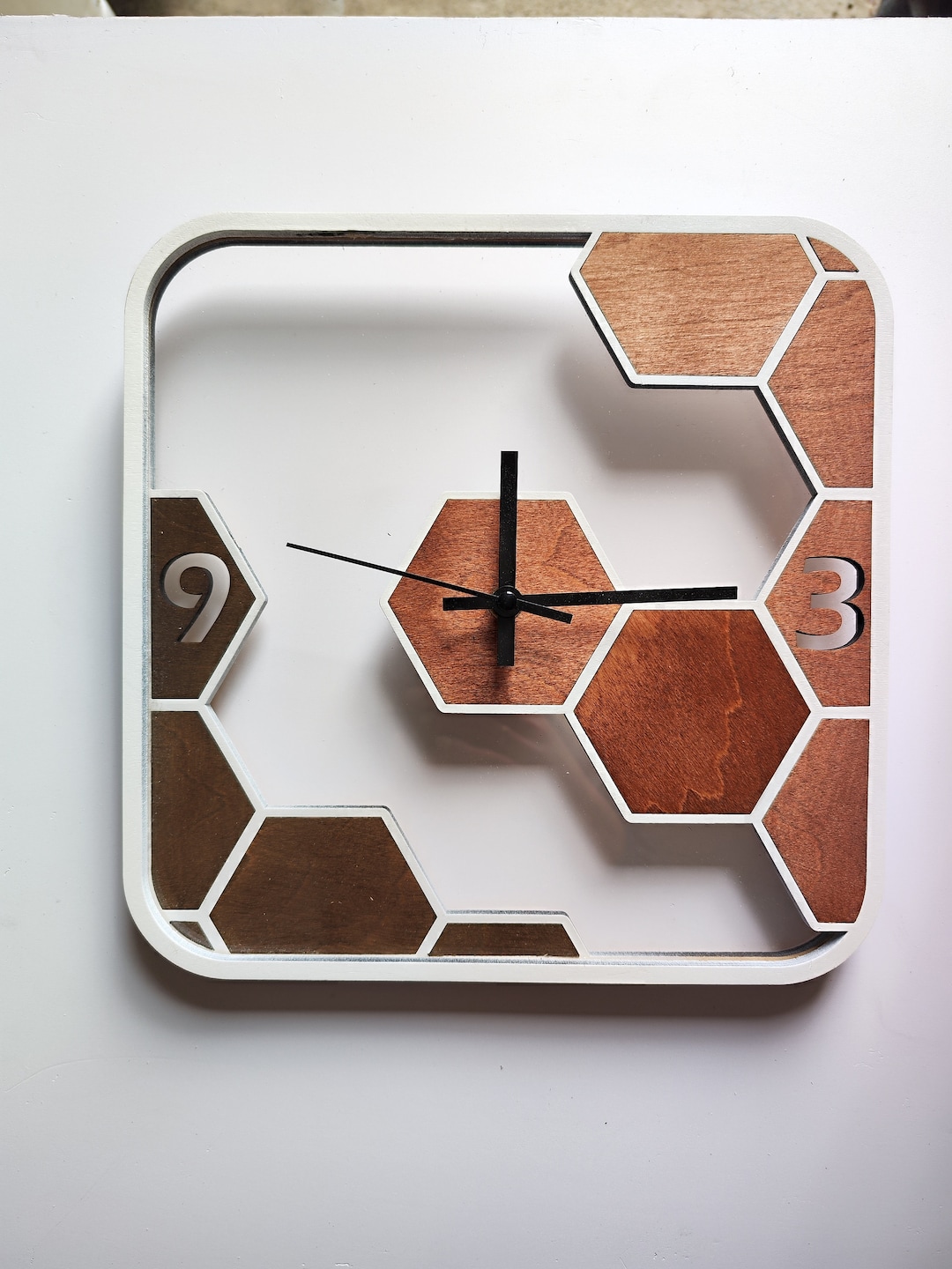 Wall Clock "honeycomb" | Large Clock | Kitchen Clock | Unusual Clock ...
