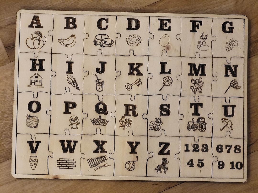 Wooden Alphabet Puzzle, Laser Cut, SVG, Lightburn, Vector File - Etsy