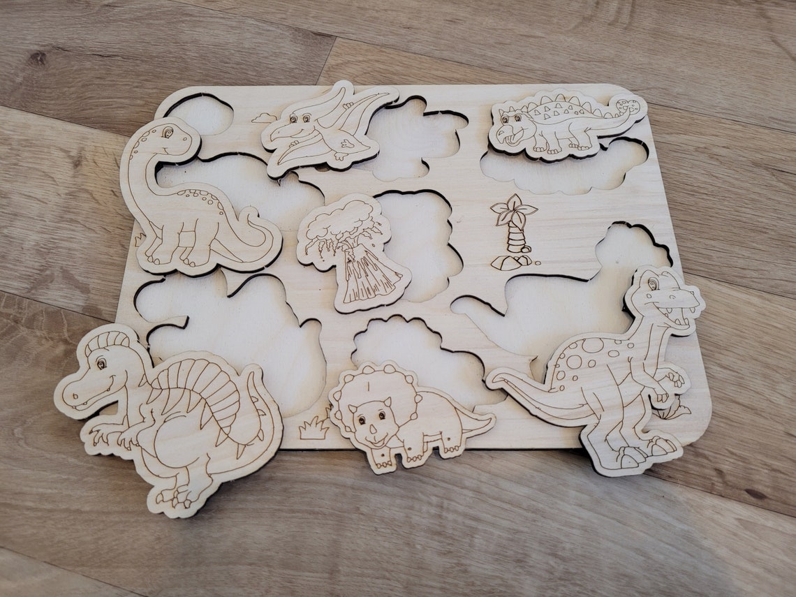 Dinosaur Puzzle, Laser Cut File SVG DXF, Vector Plans, Laser Cut ...