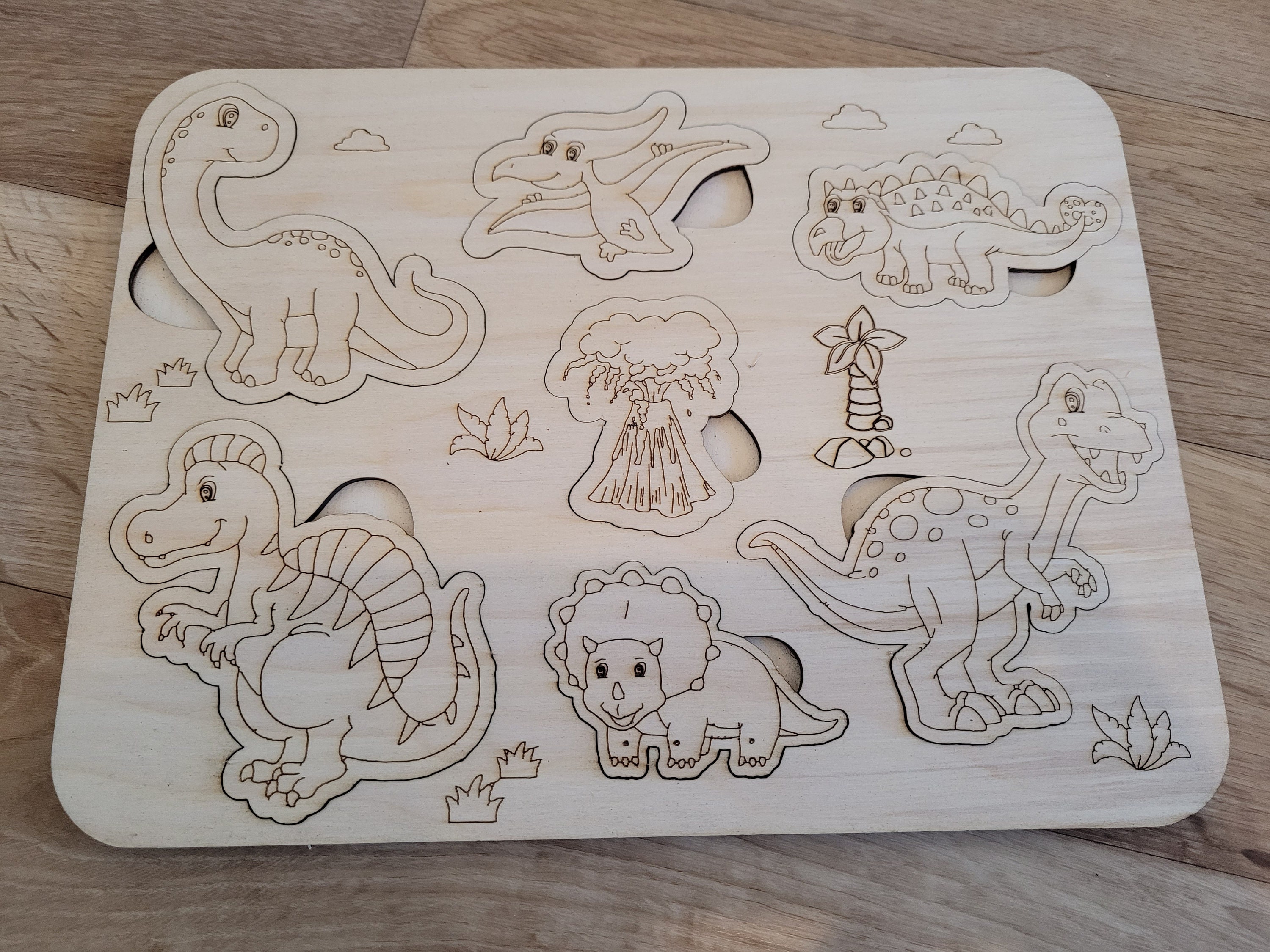 Dinosaur Puzzle, Laser Cut File SVG DXF, Vector Plans, Laser Cut Template, Laser Svg, Laser ...