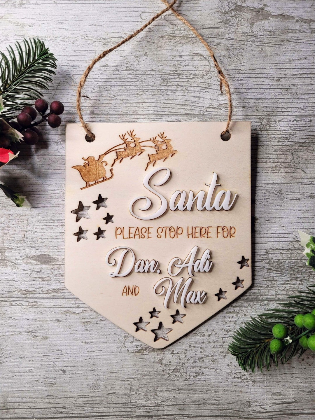 Personalised Santa Please Stop Here Sign - Etsy