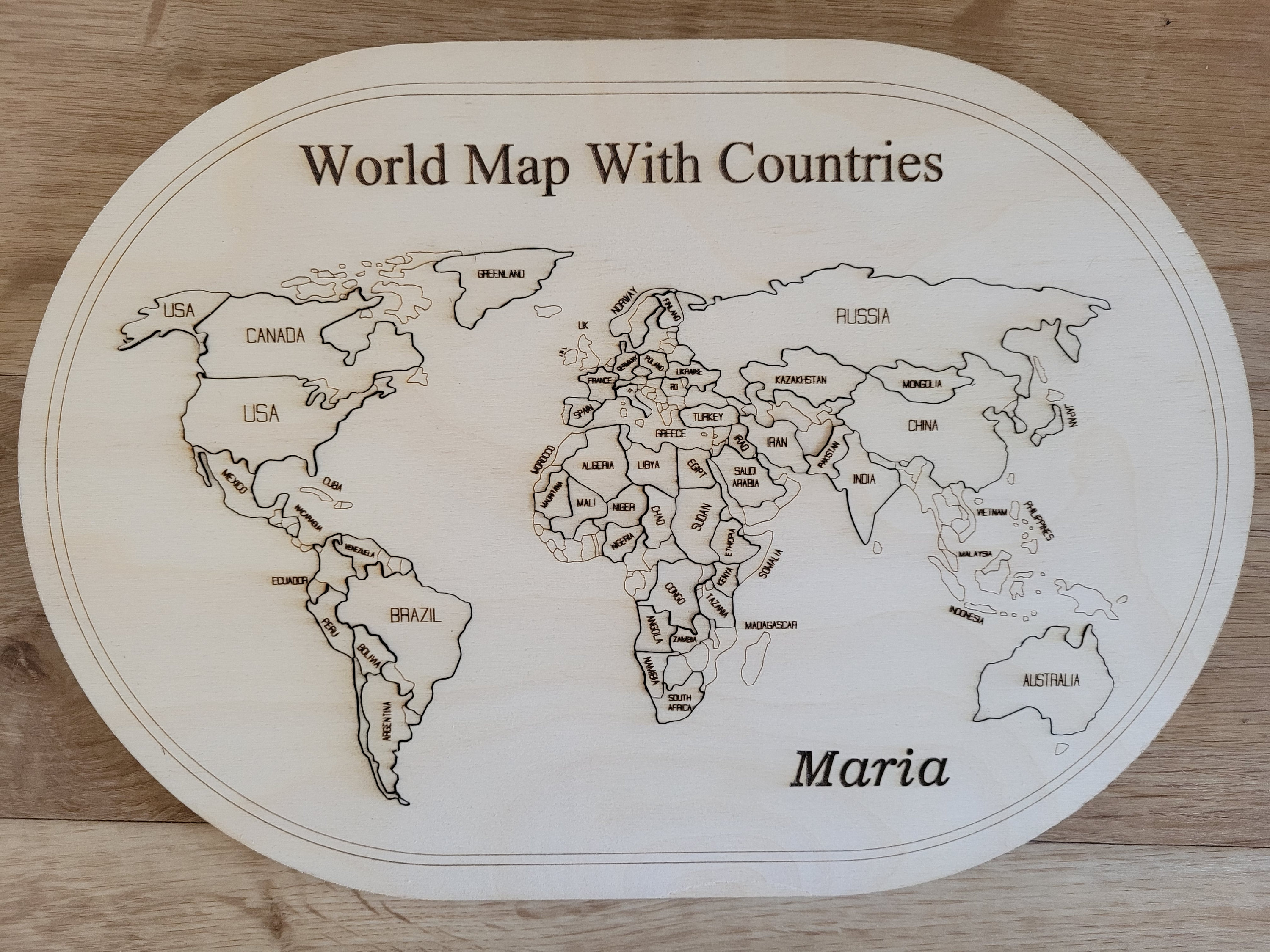World Map With Countries Puzzle,laser Cut File SVG DXF, Vector Plans ...
