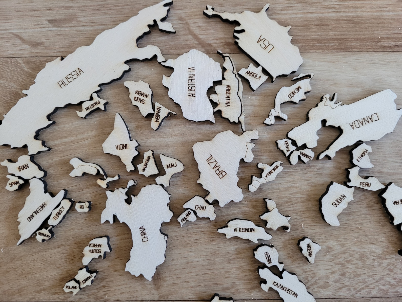 World Map With Countries Puzzle,laser Cut File SVG DXF, Vector Plans ...