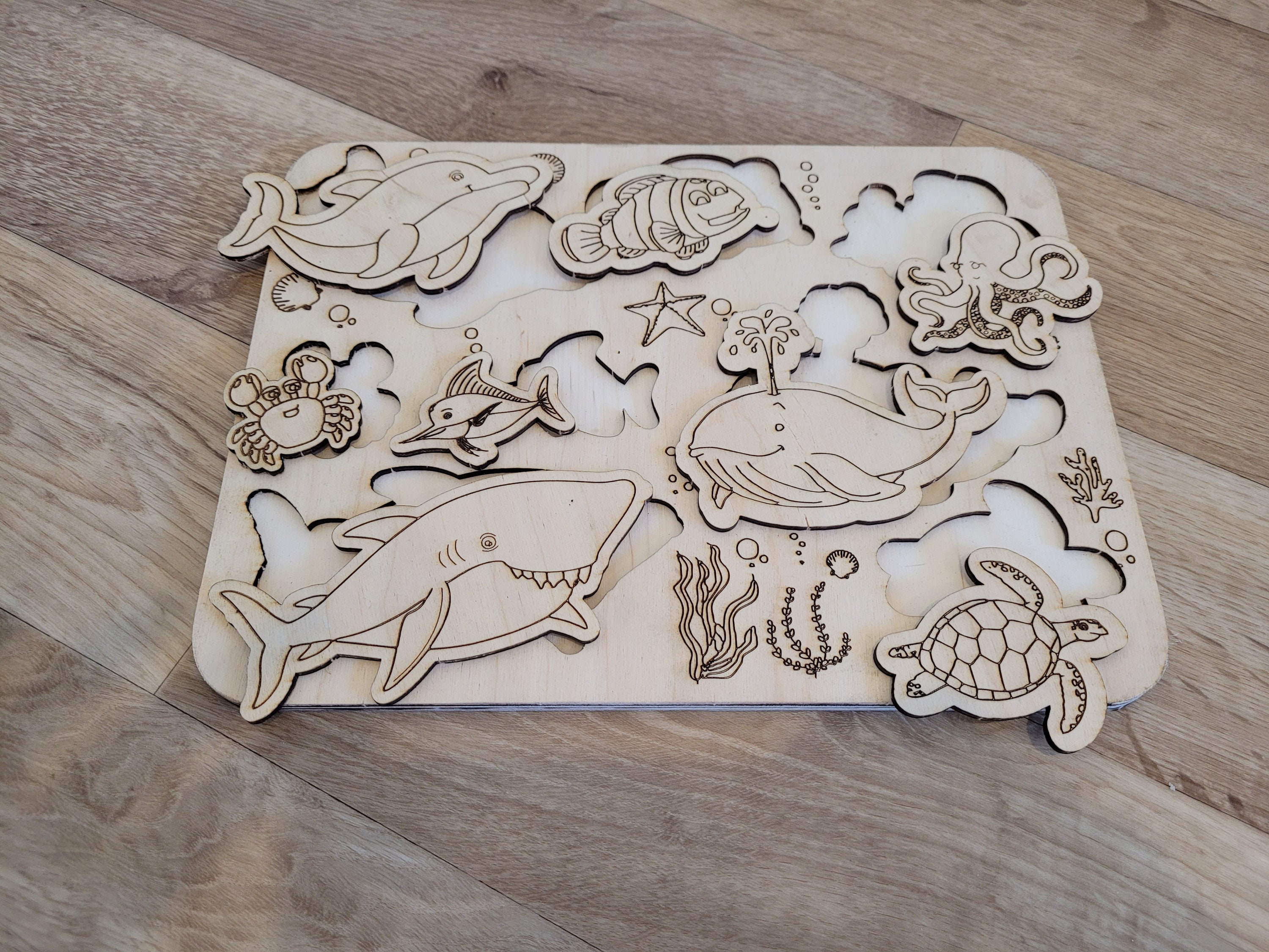 Sea Creatures Puzzle,laser Cut File SVG DXF, Vector Plans, Laser Cut ...