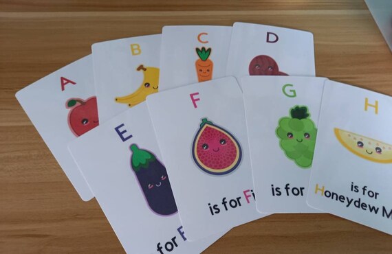 Educational Flash Cards-A to Z Fruit and Veg Learning & School Toys ...