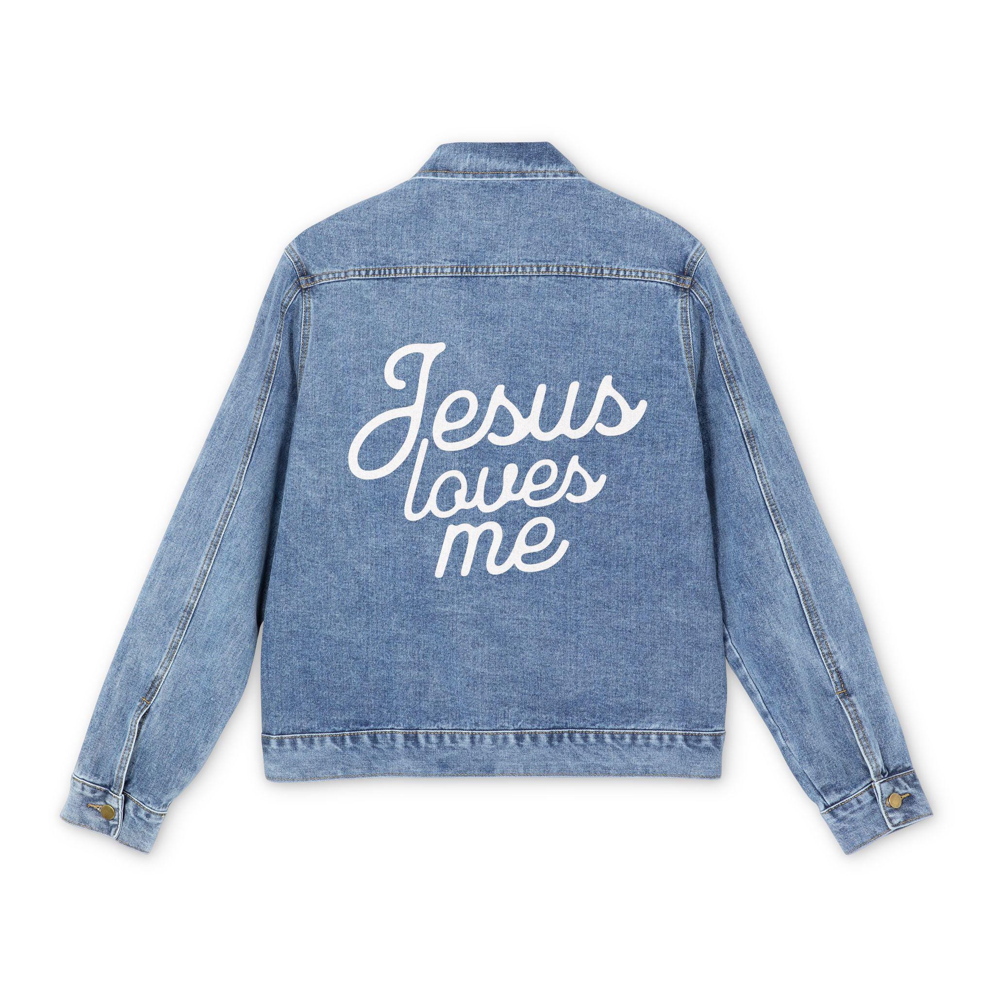 Jesus Loves Me Denim Jacket - Christian Oversized Jean Jacket - Faith ...