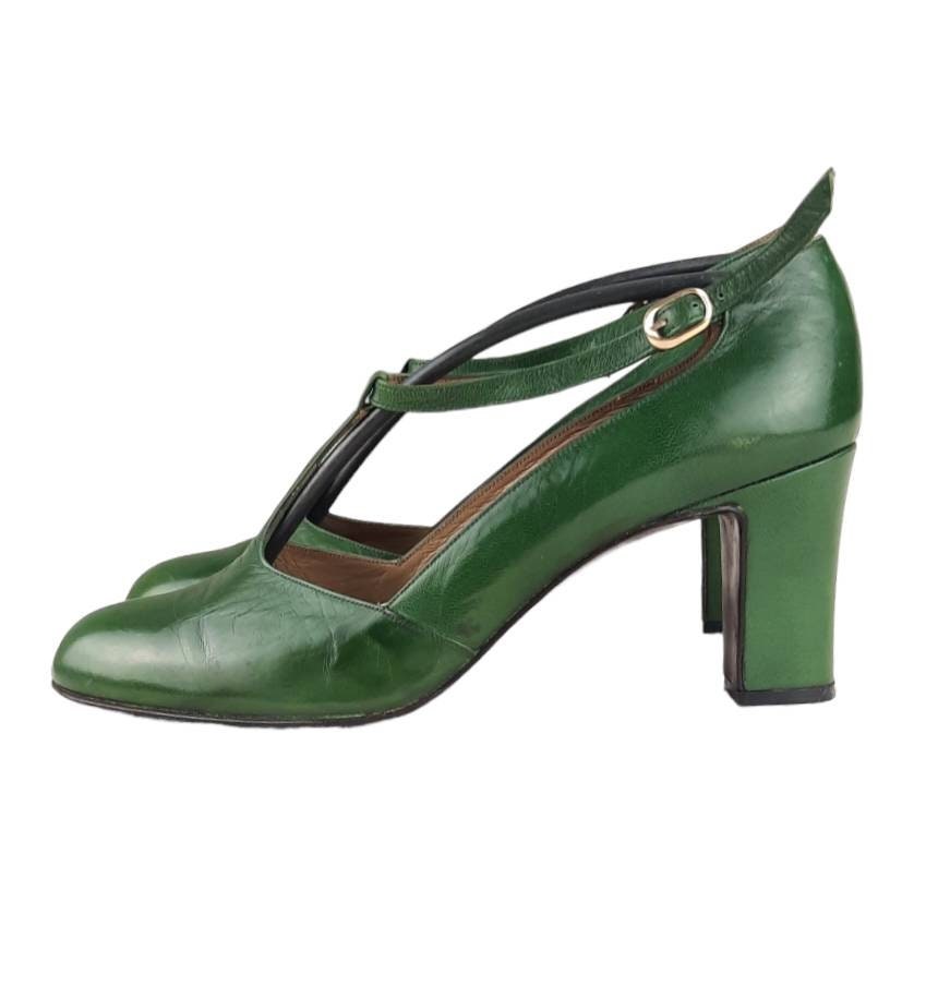 Vintage Yanko Green Mary Jane Pumps - Etsy