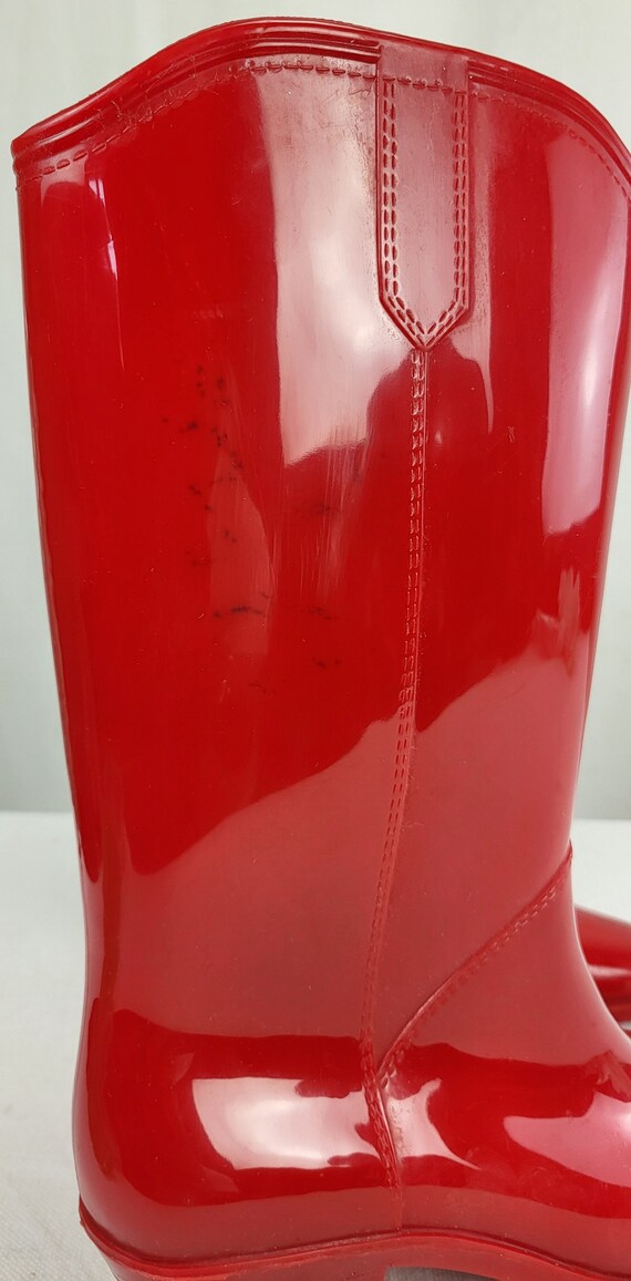 1980's Cowboy-Western Style Red Rubber Rain Boots - Gem