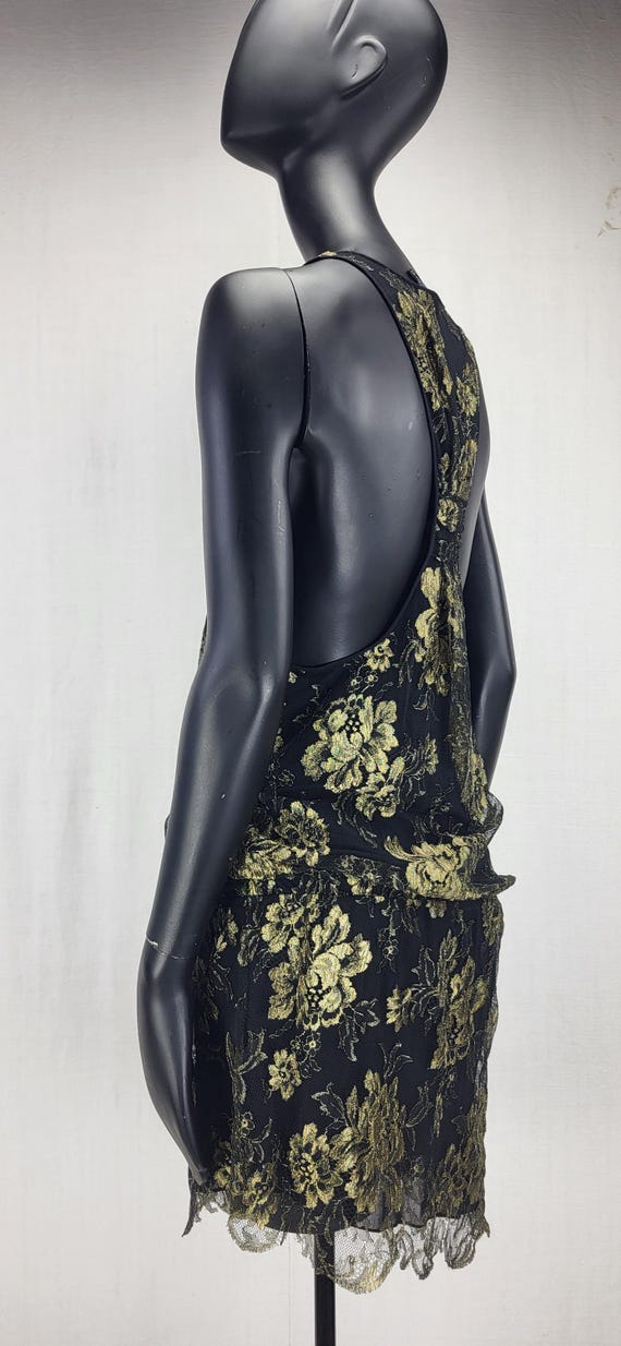 Vintage Katayone Adeli Black and Gold Floral Lace Min… - Gem