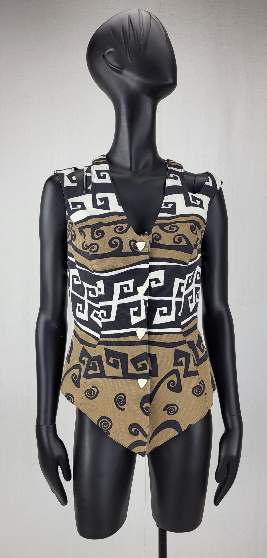 Rare 1990s Thierry Mugler Aztec Abstract Print Cut - Out Vintage Top ...