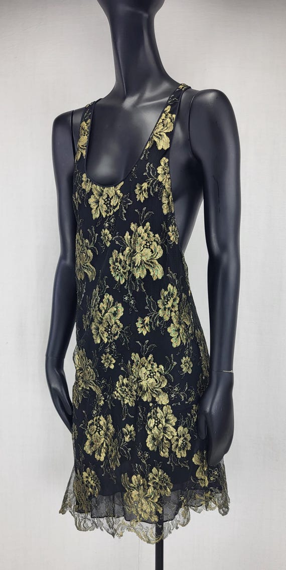 Vintage Katayone Adeli Black and Gold Floral Lace Min… - Gem