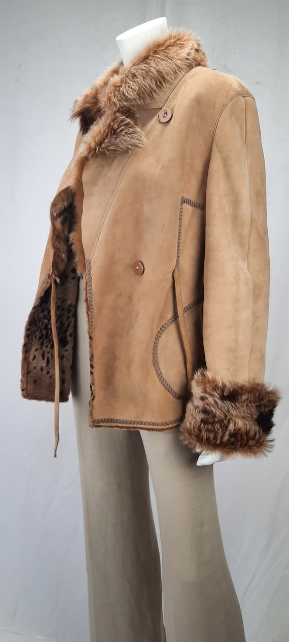 RIZAL Vintage Leather Jacket With Lama Fur - Gem