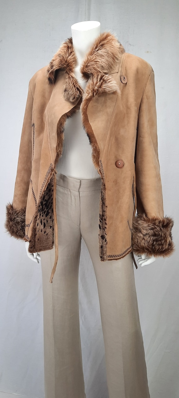 RIZAL Vintage Leather Jacket With Lama Fur - Gem