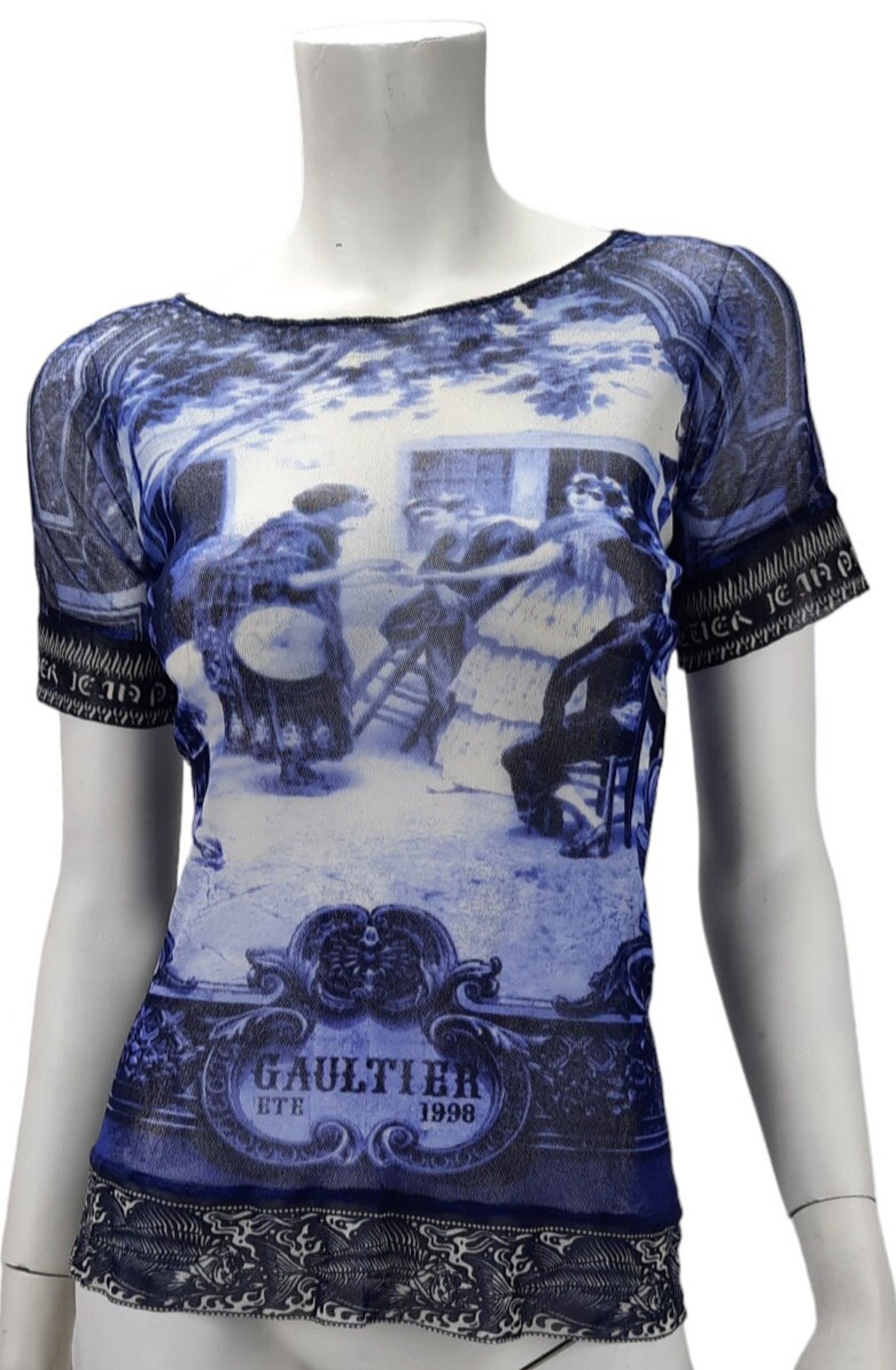 Jean-paul Gaultier SS 1998 Print Maille Mesh Top - Etsy
