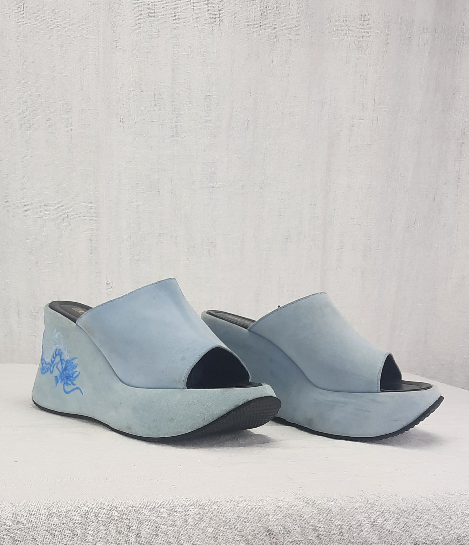 Y2K Slipper Slide Embroidered Drangon Chunky Platform Sandals - Etsy