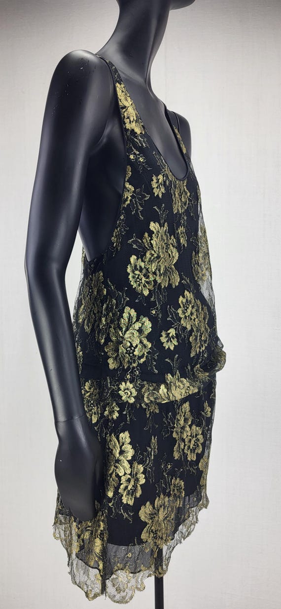 Vintage Katayone Adeli Black and Gold Floral Lace Min… - Gem