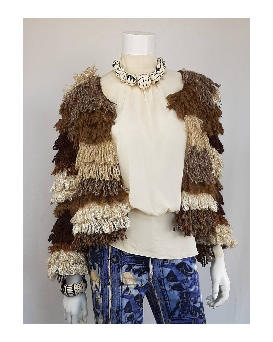 Vintage Crochetta Knitted Long Loop Cardigan - Etsy