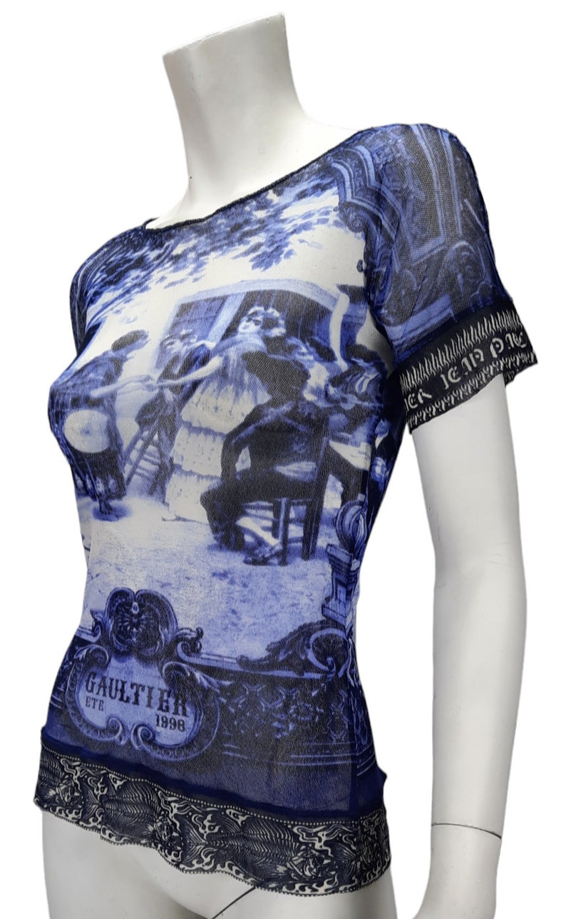 Jean-paul Gaultier SS 1998 Print Maille Mesh Top - Etsy