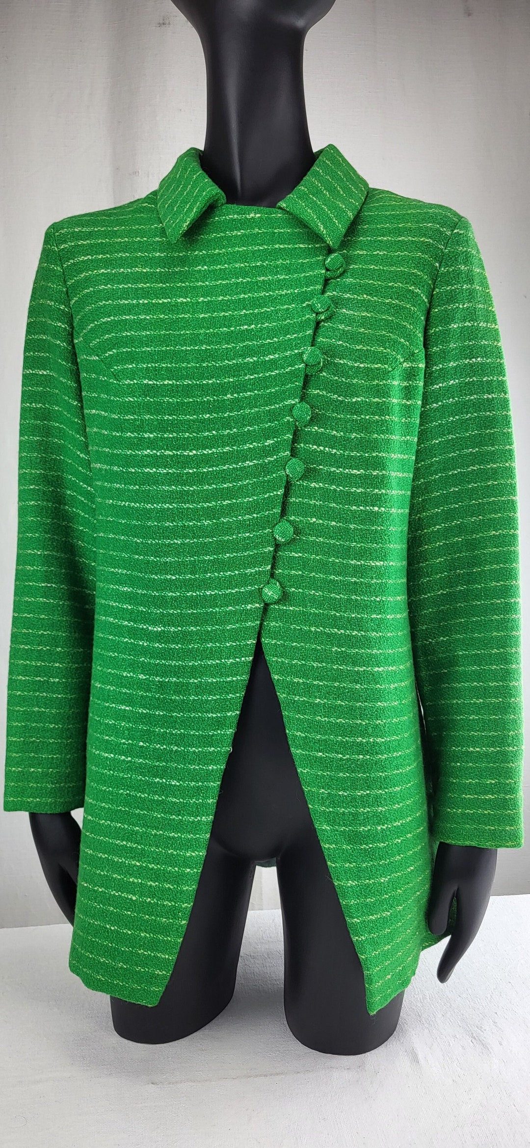Vintage Finnish Made Side Buttoned Green With White Stripes Jacket - Etsy