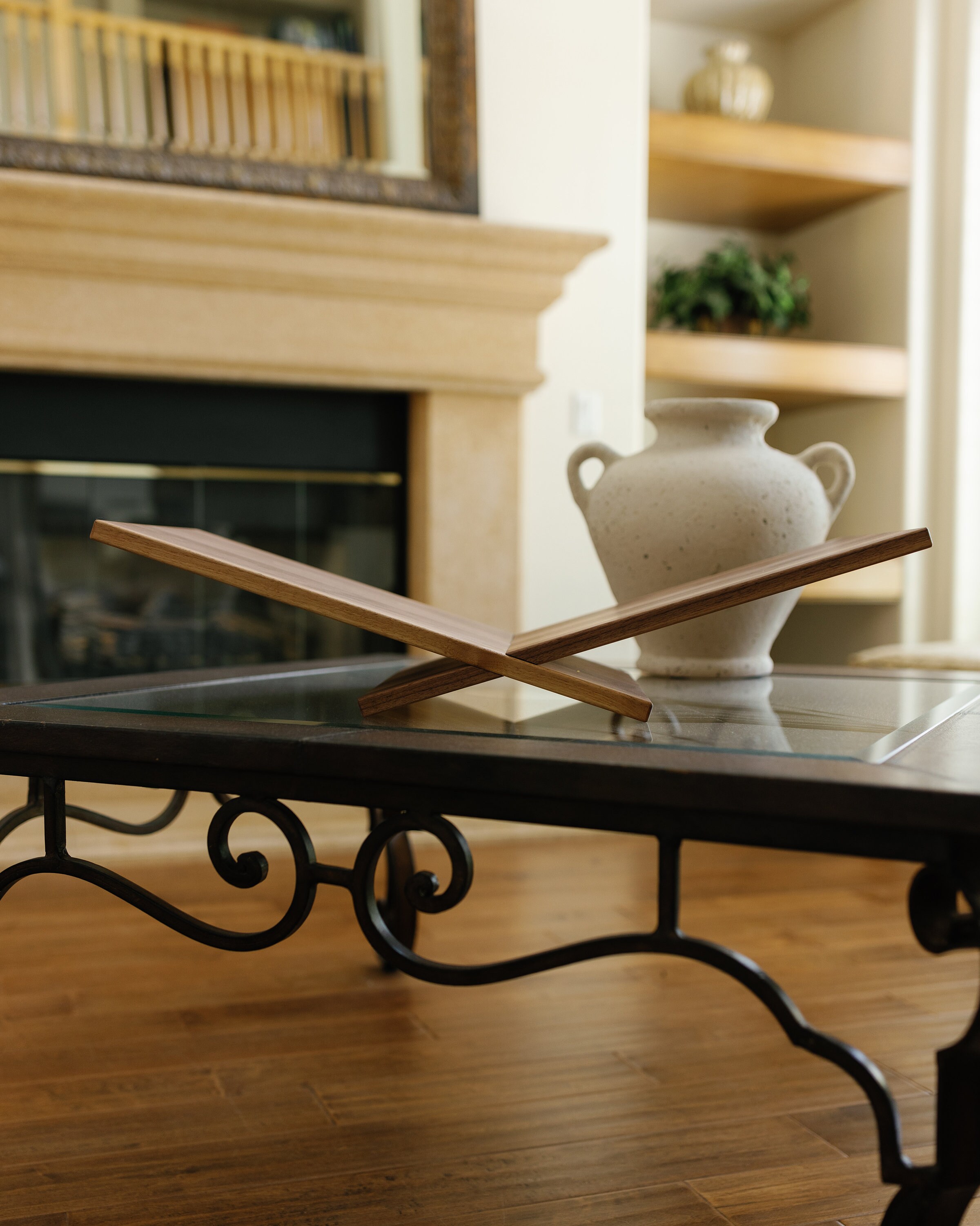 Large Wood Coffee Table Book Stand: Walnut or Oak Art Display - Etsy