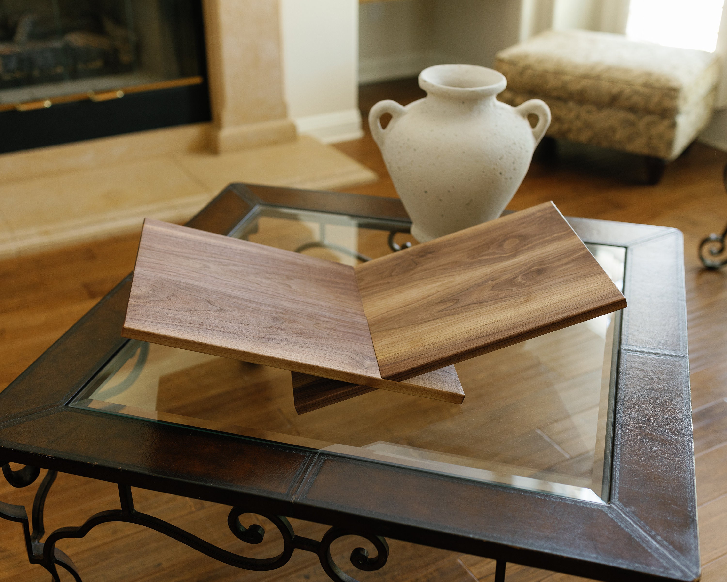 Large Wood Coffee Table Book Stand: Walnut or Oak Art Display - Etsy