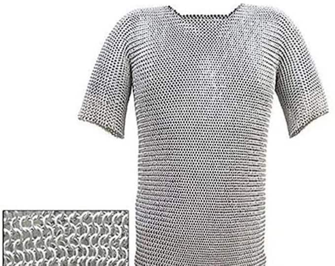 Medieval Chainmail Shirt Aluminum Butted 10mm Ring Half Sleeves Cosplay ...