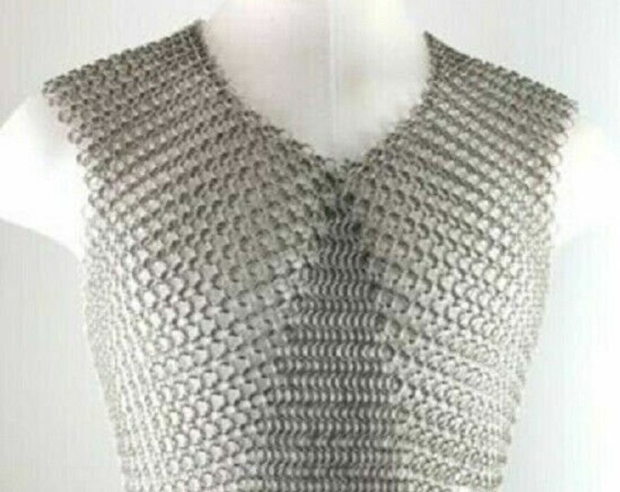 Chainmail Shirt Sleeveless Aluminum Butted 10mm Ring V-neck Medieval ...