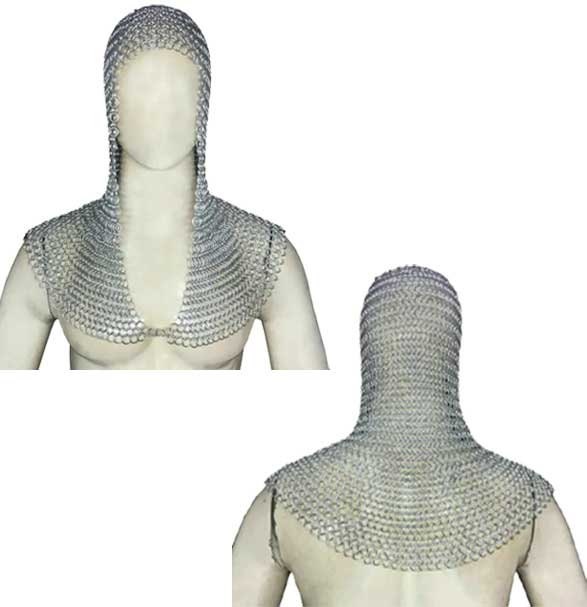 Chainmail Hood 10mm Ring Aluminum Butted Medieval Knight Armor ...