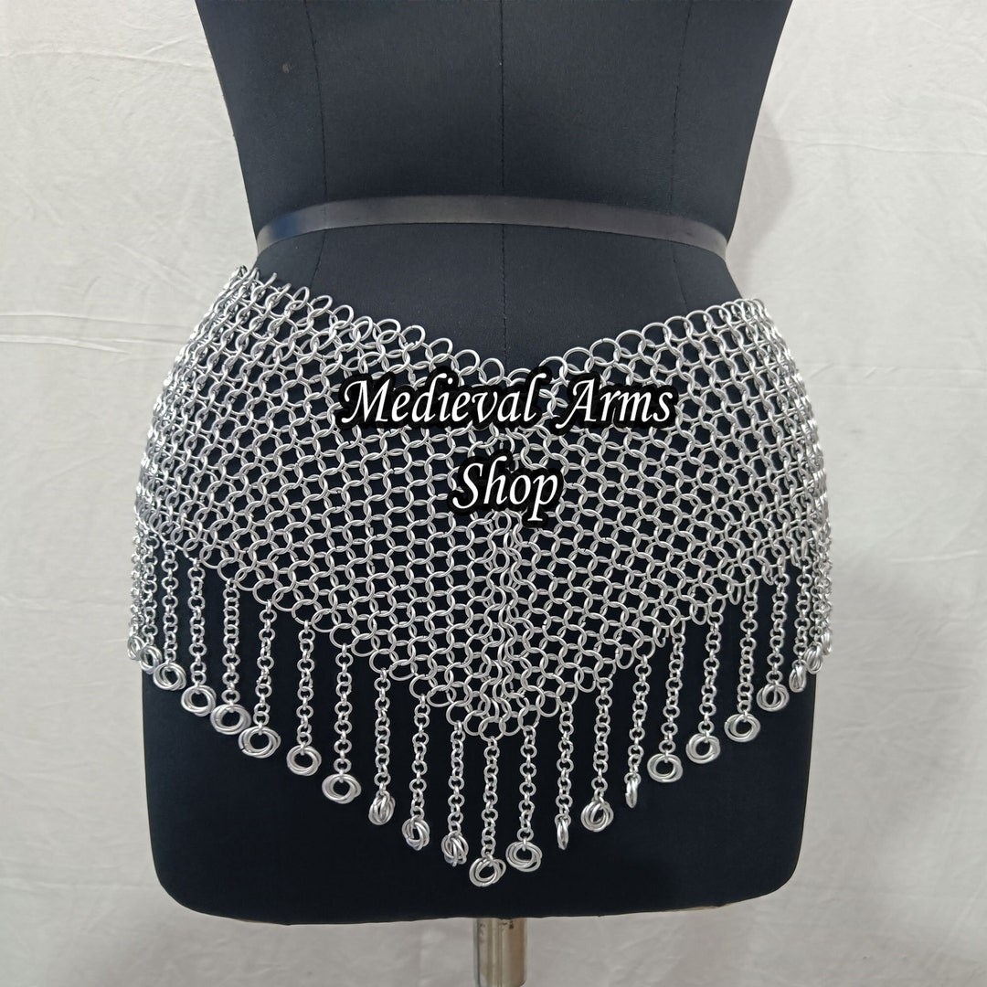 Chainmail Skirt Aluminum Fringed Skirt With Dangling Chain Belly Dance ...