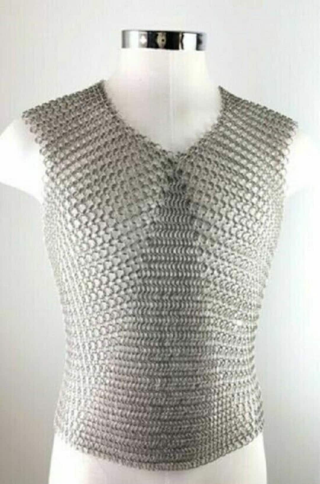 Chainmail Shirt Sleeveless Aluminum Butted 10mm Ring V-neck Medieval ...