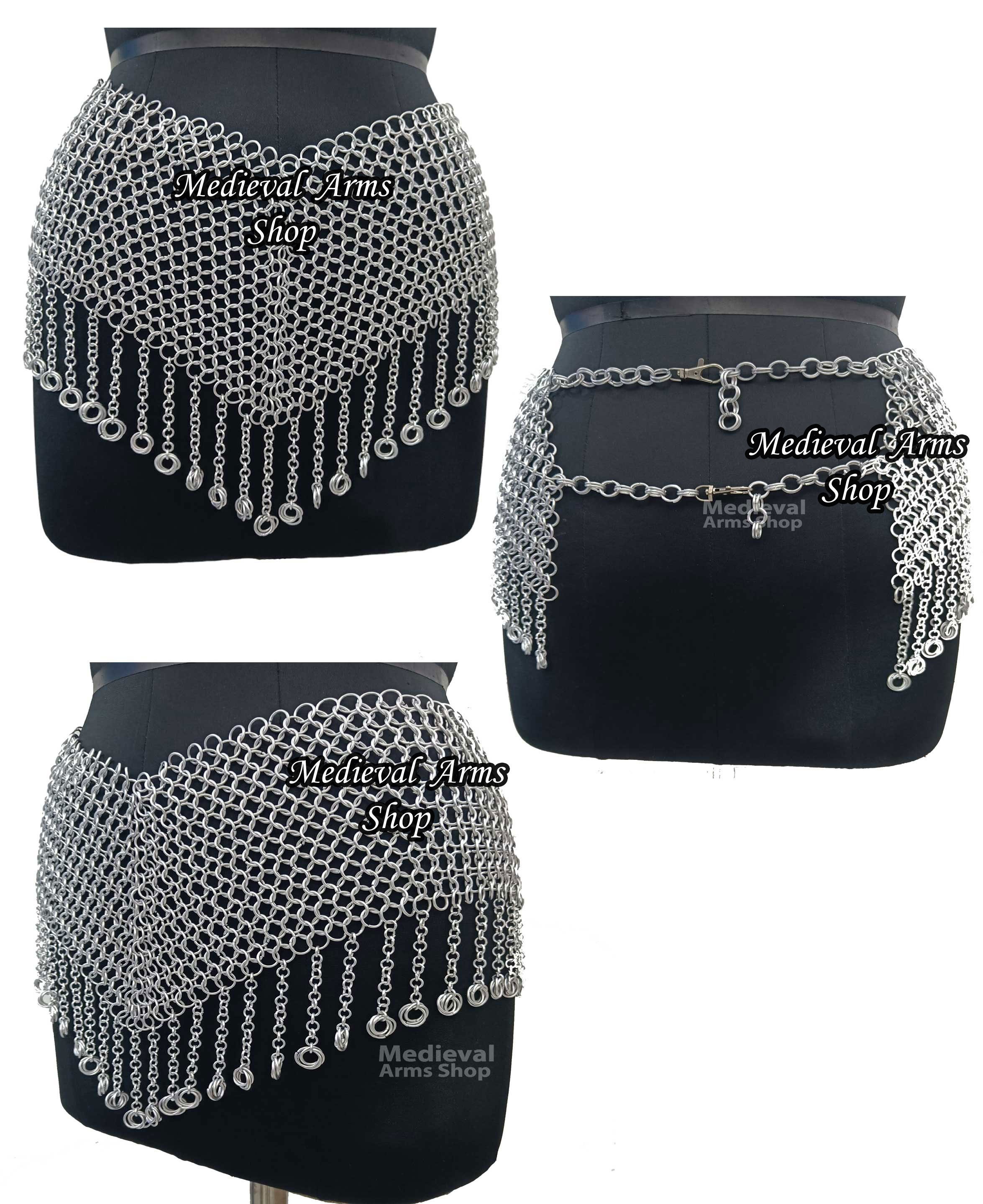 Chainmail Skirt Aluminum Fringed Skirt With Dangling Chain Belly Dance ...