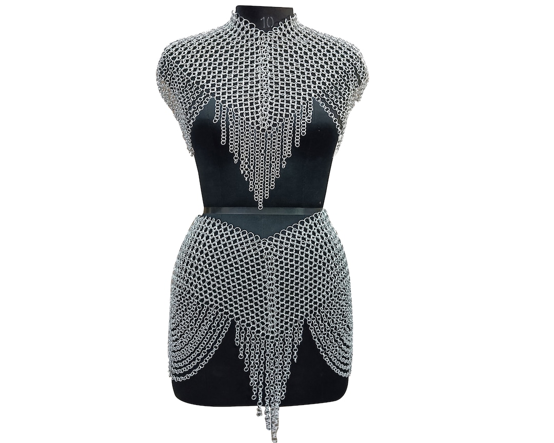 Chainmail Collar and Skirt Chain Layers Neck Piece Aluminum Body ...