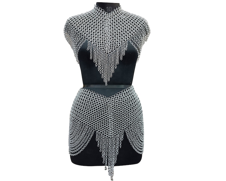 Aluminum Chainmail Collar and Skirt, Body Jewelry Costume, Ren Faire ...