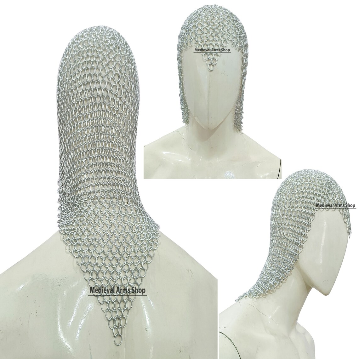 Handmade Butted Chainmail Coif, Aluminum Hood Unique Design Medieval ...