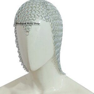 Handmade Butted Chainmail Coif, Aluminum Hood Unique Design Medieval Costume for Larp, Chain ...