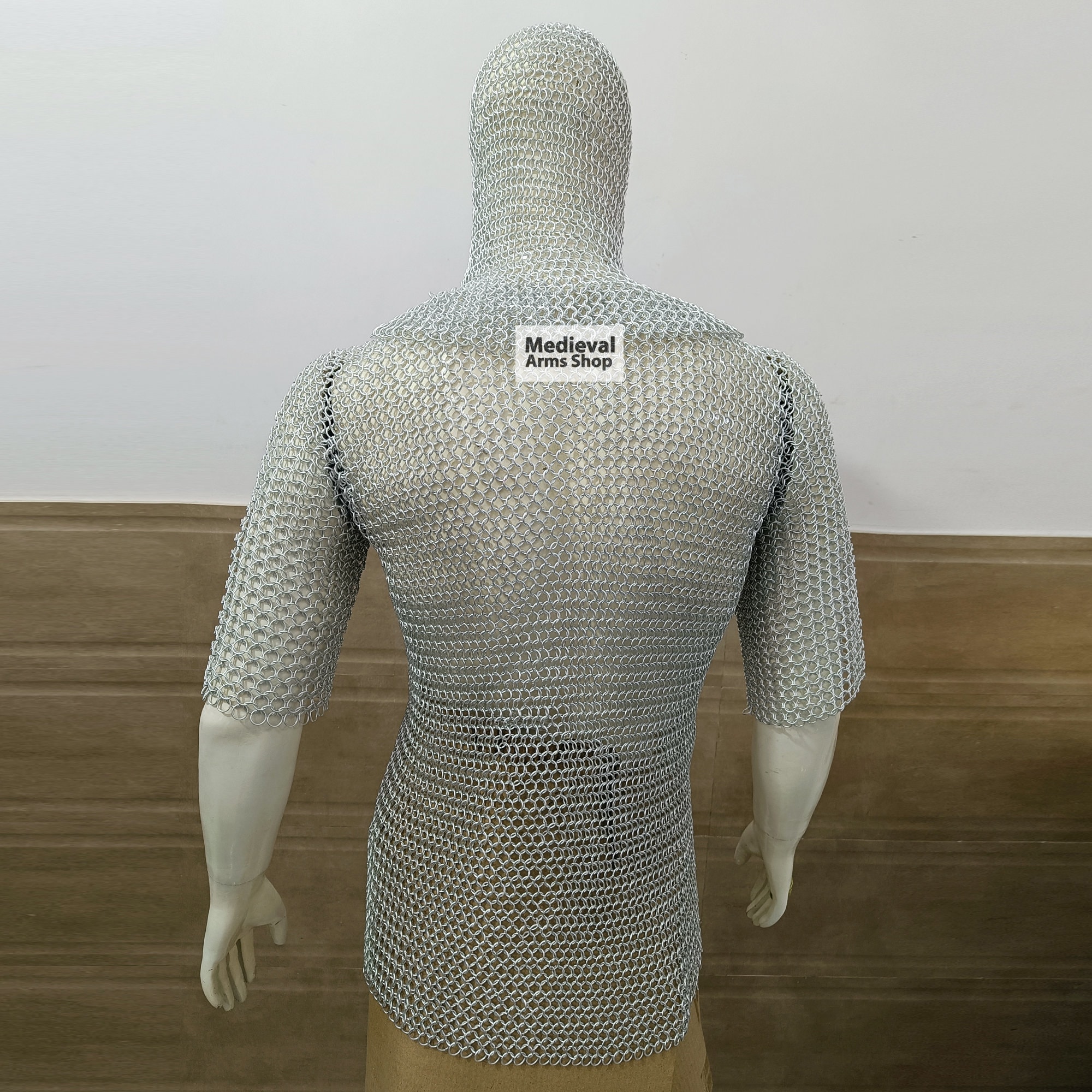 Medieval Chainmail Shirt With Coif Half Sleeve Aluminium Butted 10mm ...