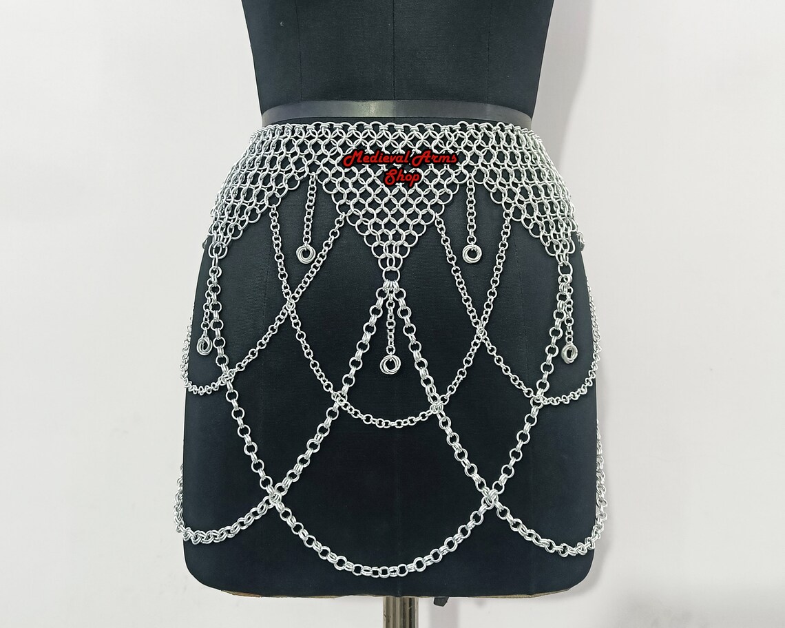 Chainmail Skirt Ornamental Belt, Chain Layers Belly Dance Belt ...