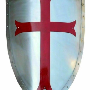 Medieval Armor Crusader Shield Battle Knight Templar Red Cross Design ...